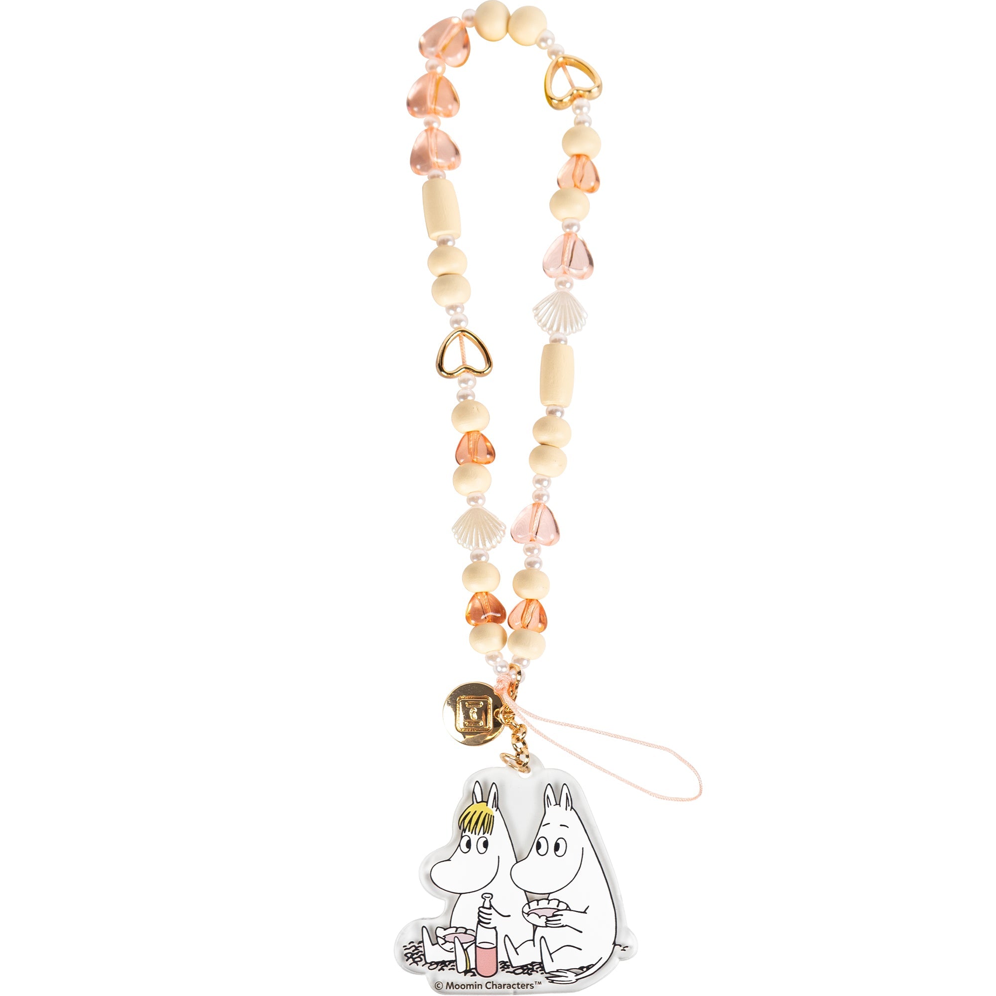 Moomin Beaded Charm Mobile Phone Wrist Strap - Moomin + Snorkmaiden